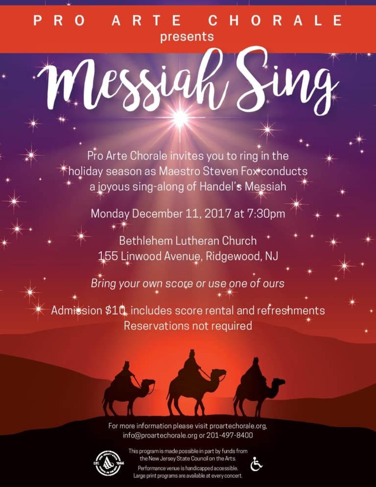 Pro Arte Chorale Annual Messiah Sing along at Bethlehem Lutheran Church ...