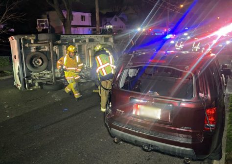 Delivery Van Flips Over After it Slams Into Parked SUV In Fair Lawn