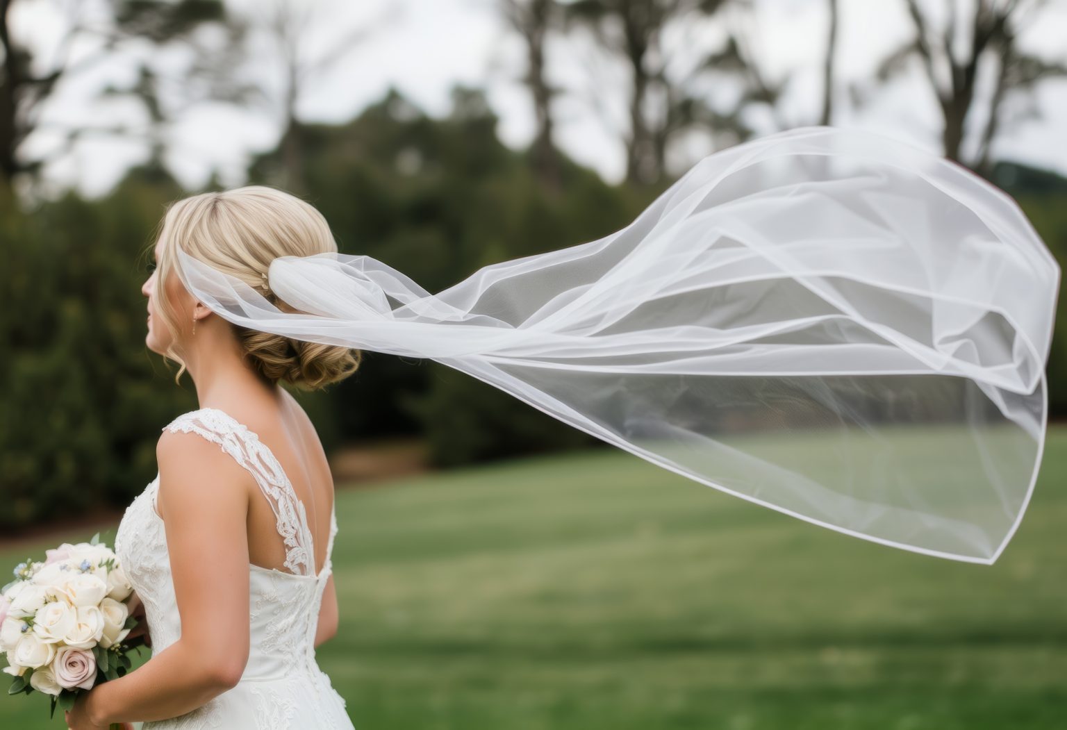 How To Wear a Wedding Veil for an Outdoor Ceremony