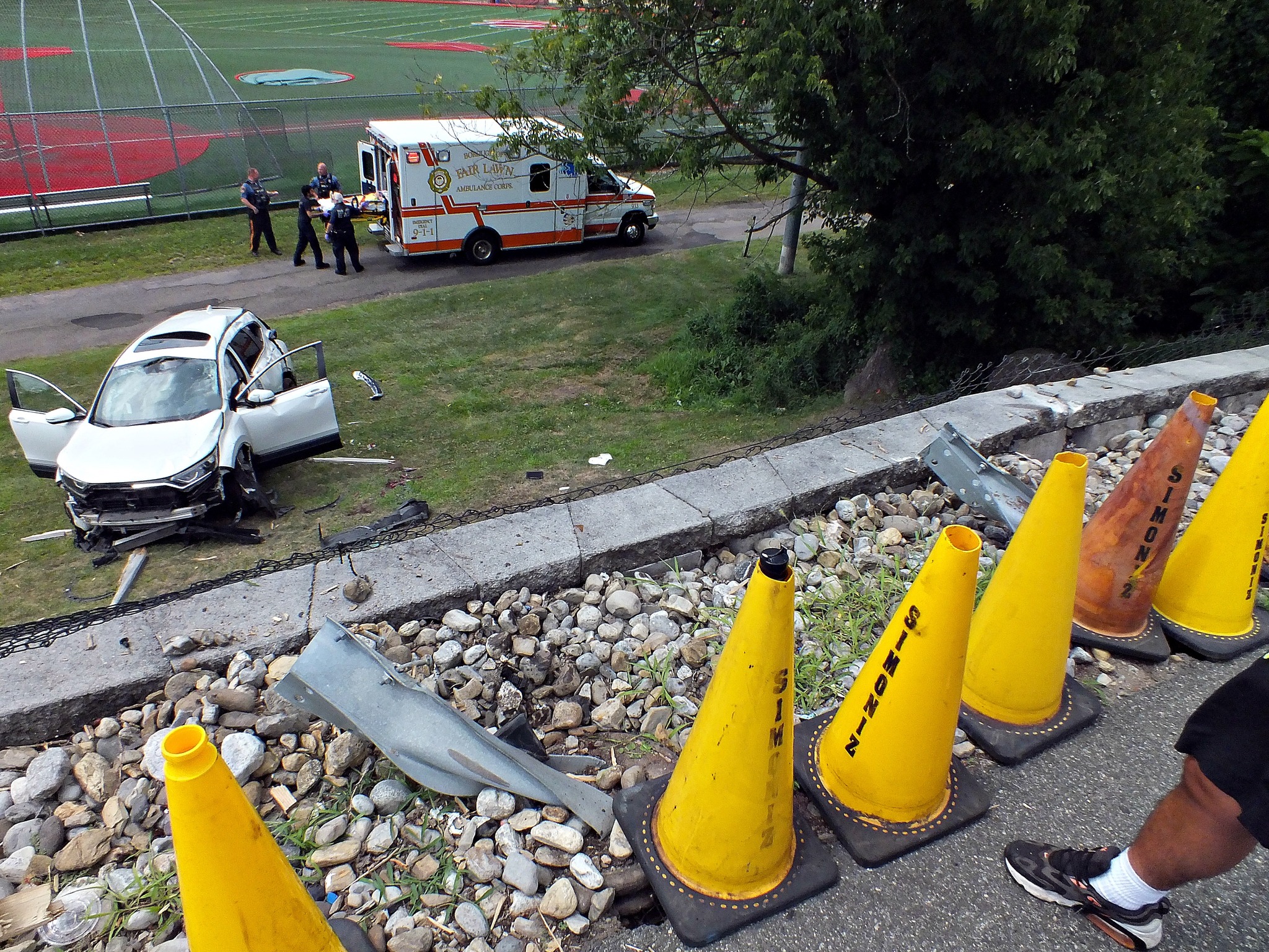Fair Lawn Crash: Driver Injured After Honda CRV Plunges Over Retaining ...